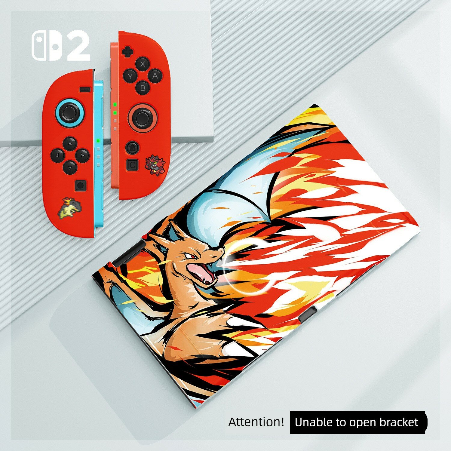 Белый защитный чехол с дизайном огненного типа Покемон для Nintendo Switch 2, совместимость 7,9 дюйма, мягкий TPU