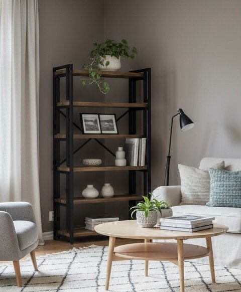 Стеллаж Astreric-6M, массив дерева, открытый, лофт-стиль, 80*46*196 см, 6 полок