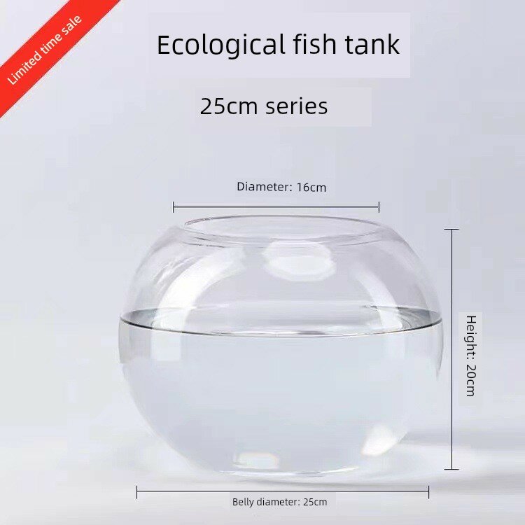 Круглый стеклянный аквариум 25 см в диаметре, небольшой домашний аквариум для рыб и черепах