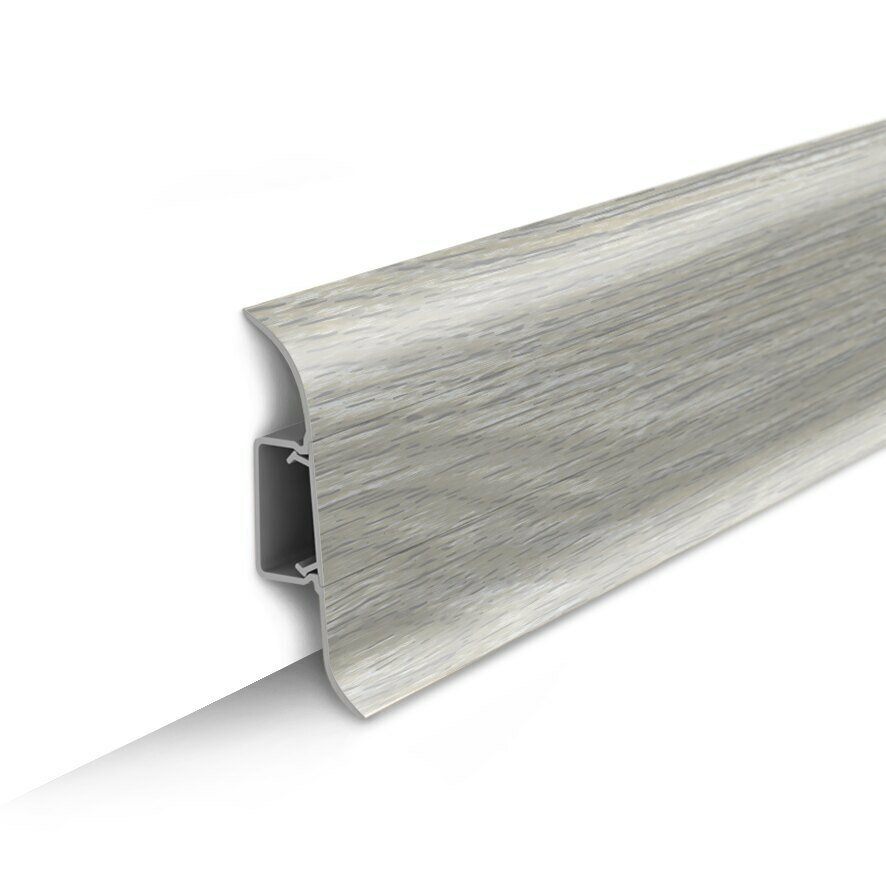 Пластиковый плинтус Идеал Classic 55 мм Ясень серый 253, 1 шт.