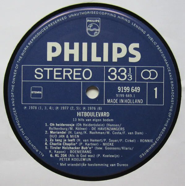 Various - Hit Boulevard - 13 Hits Van Eigen Bodem VG+ — фото 1