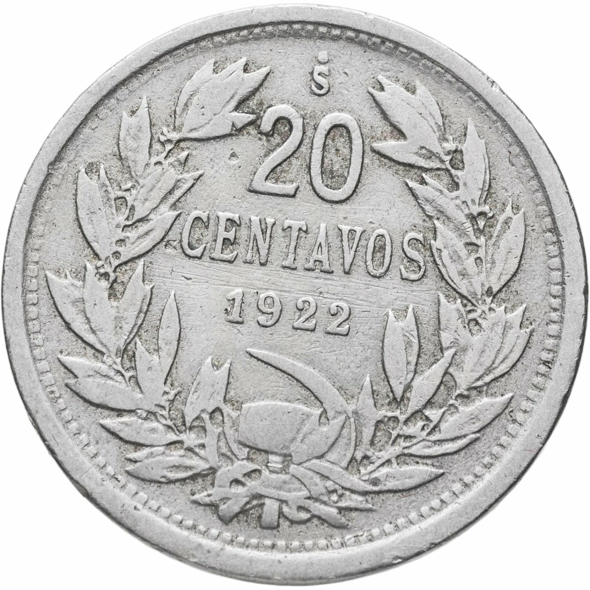 Чили 20 сентаво (centavos) 1922