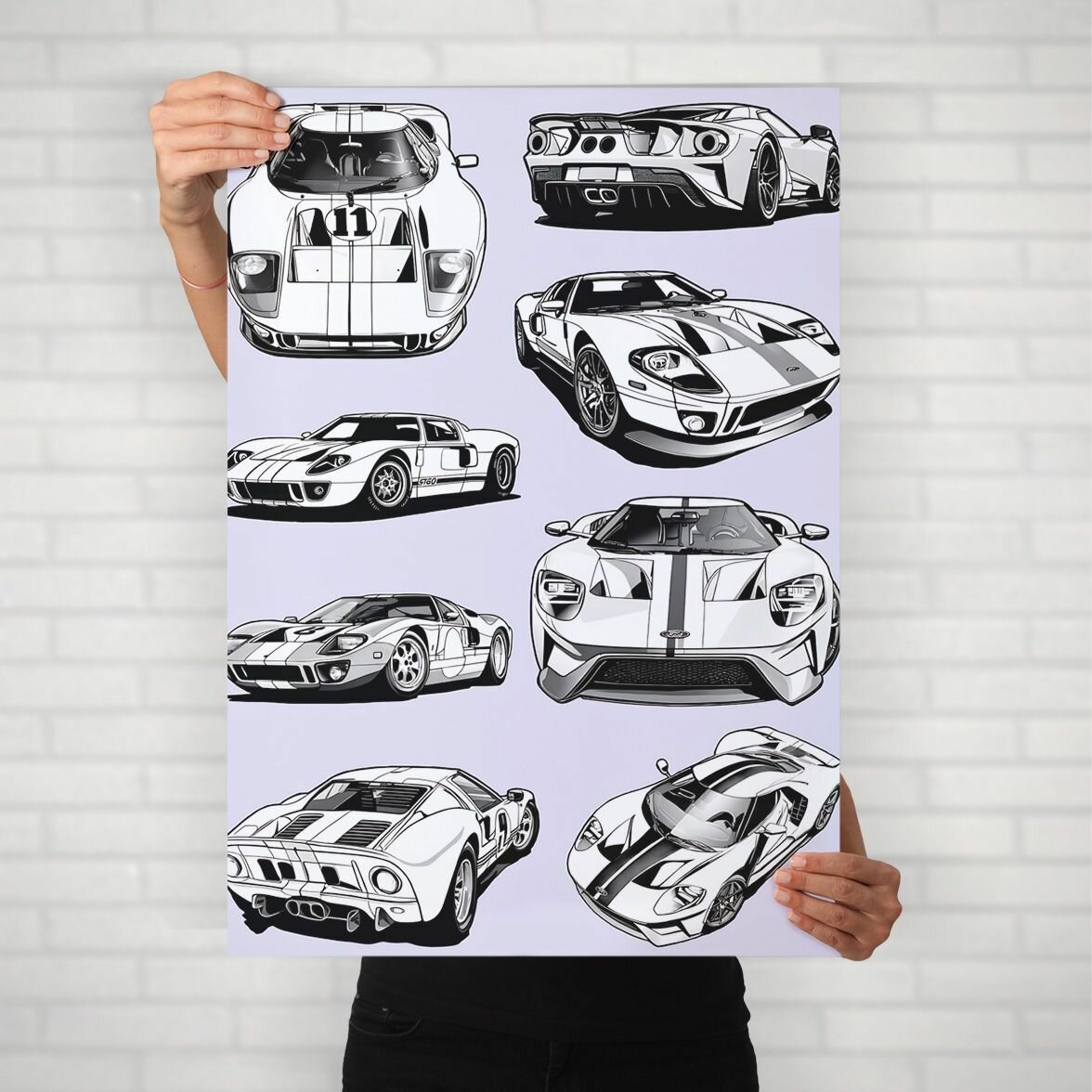 Плакат на стену для интерьера Спорткар (Ford GT40 15) - Постер по спортивным гоночным машинам автомобилям формата А2 (42x60 см)