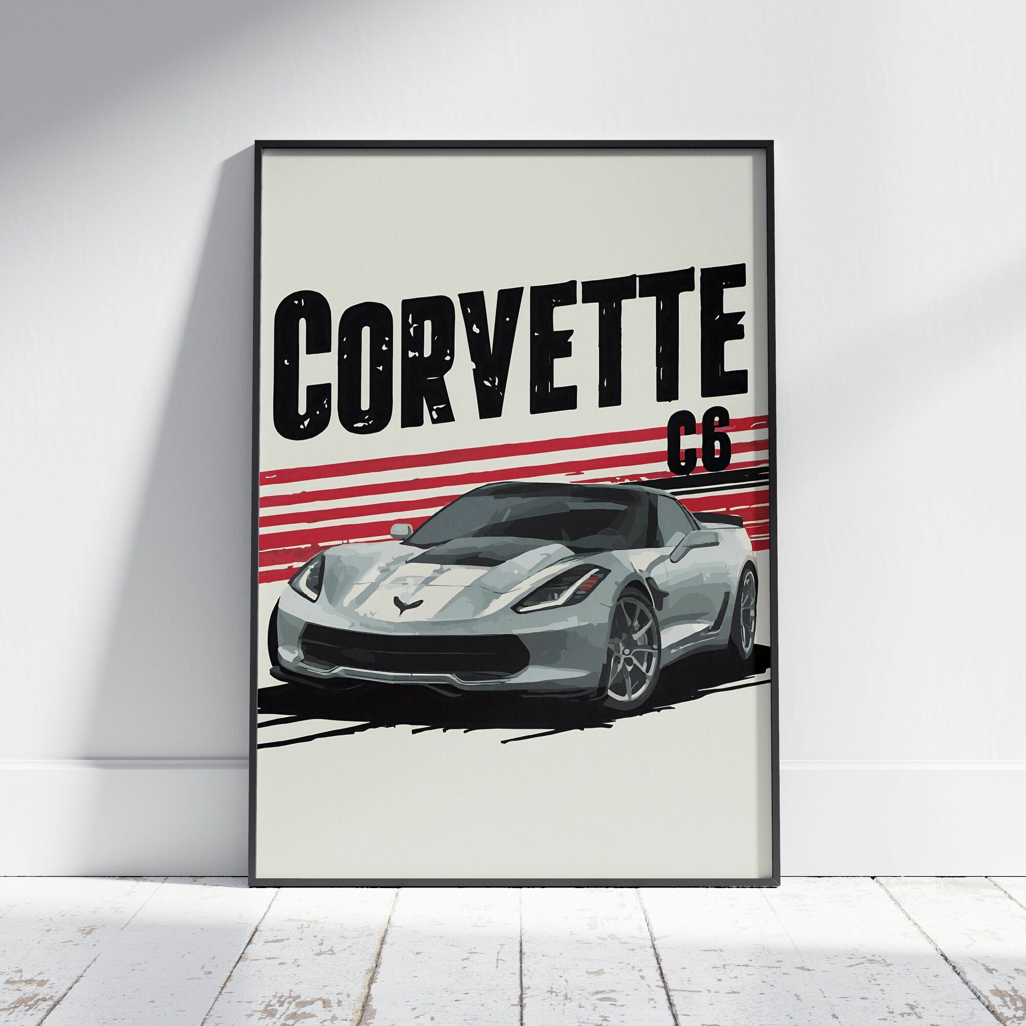 Плакат на стену для интерьера Спорткар (Chevrolet Corvette 6) - Постер по спортивным гоночным машинам автомобилям формата А4 (21x30 см)
