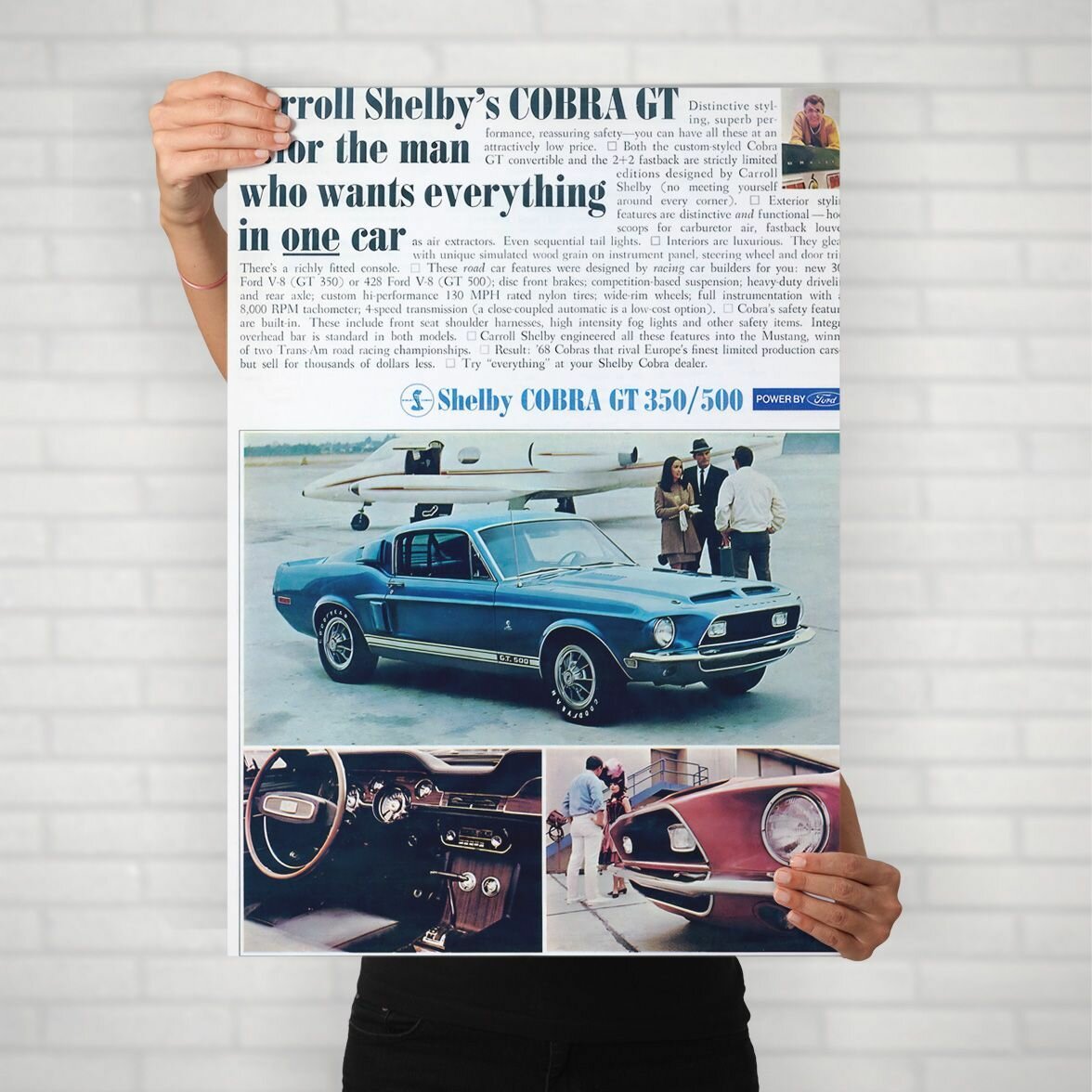 Плакат на стену для интерьера Спорткар (Ford Mustang Shelby GT 3) - Постер по спортивным гоночным машинам автомобилям формата А1 (60x84 см)