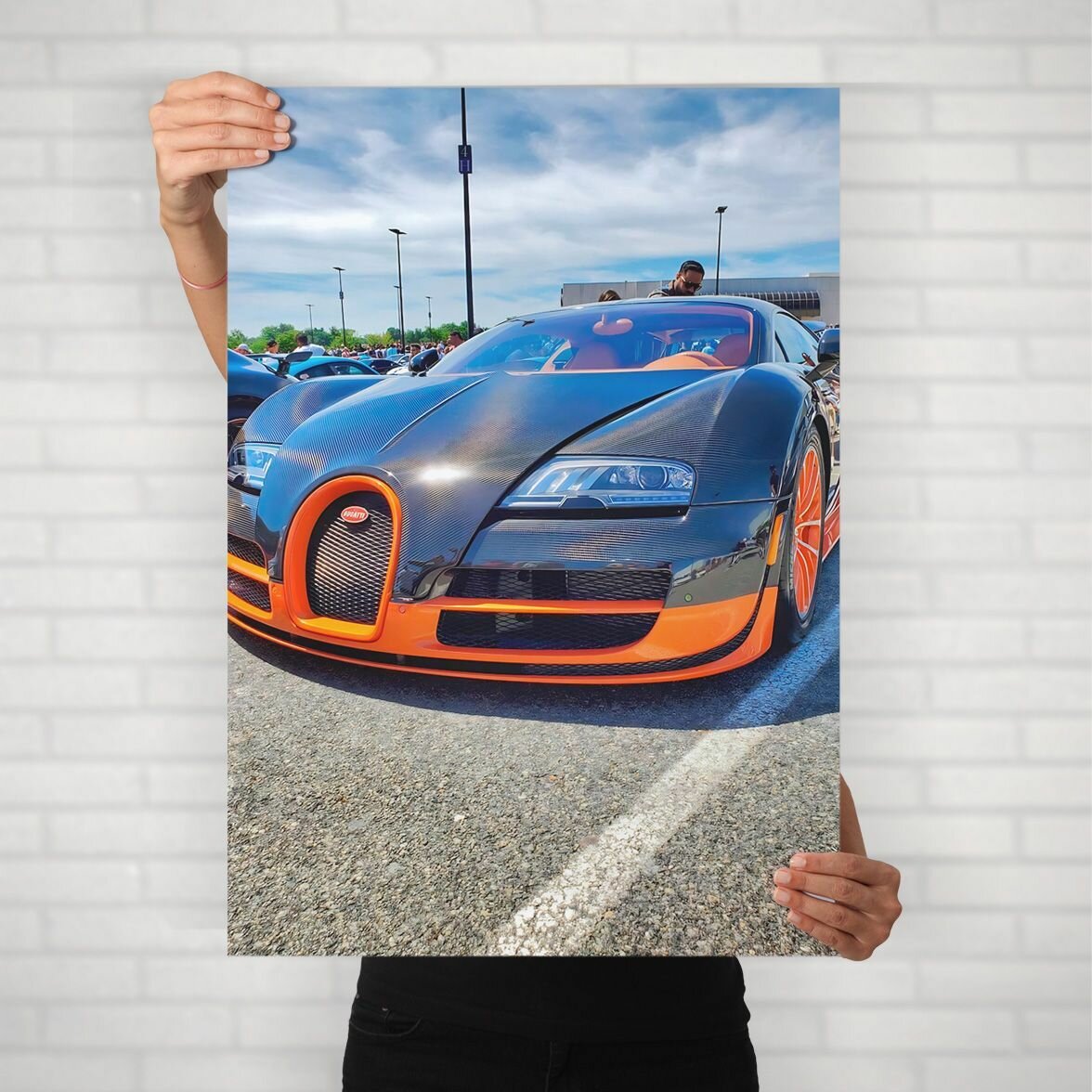Плакат на стену для интерьера Спорткар (Bugatti Veyron 2) - Постер по спортивным гоночным машинам автомобилям формата А2 (42x60 см)