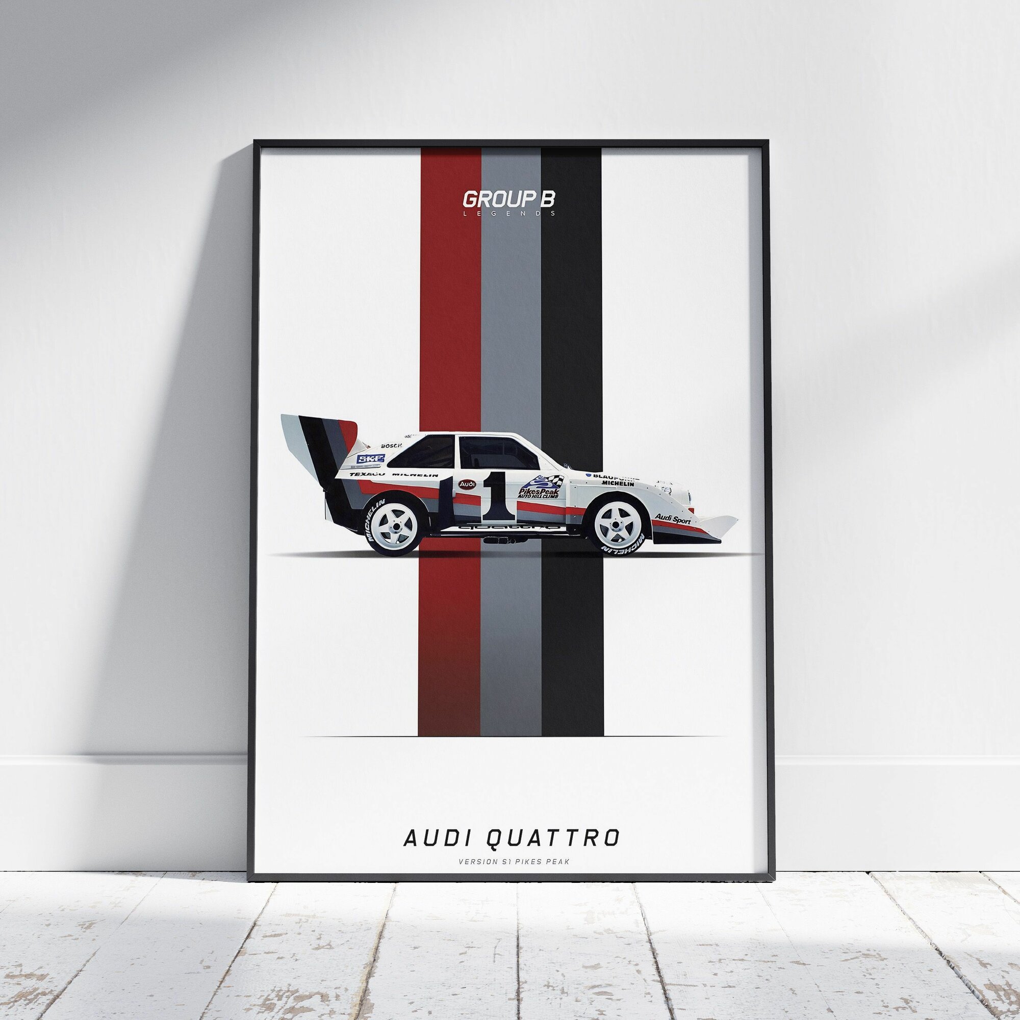 Плакат на стену для интерьера Культовые машины (Audi Quattro 4) - Постер по легендарным и классическим ретро автомобилям формата А4 (21x30 см)