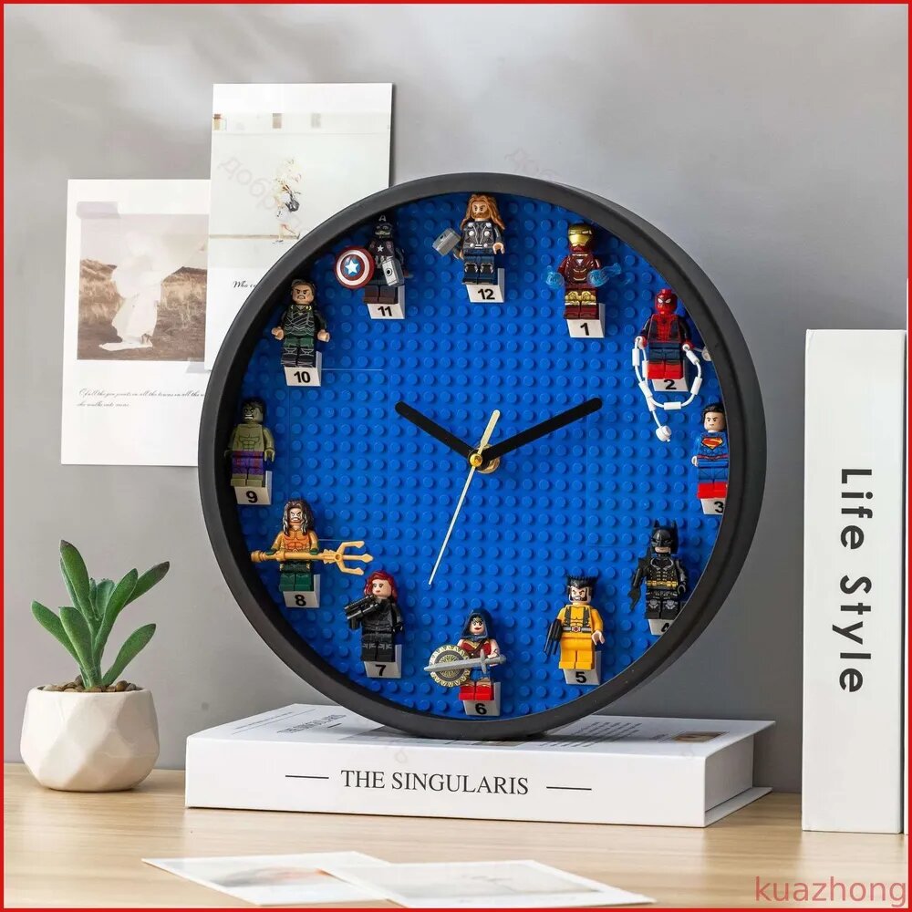 Настенные часы Lego Super Heroes 30 см х 30 см Кварцевые, Синие, 1 шт