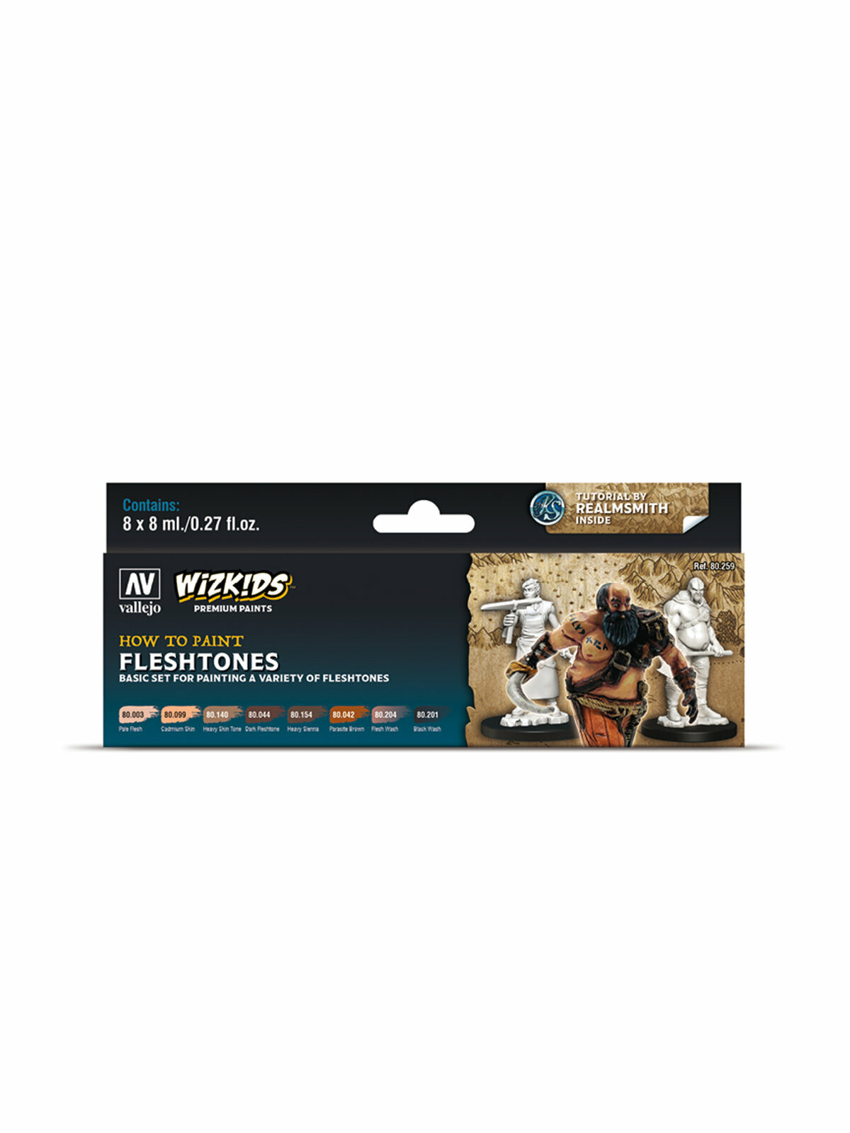 Набор акриловых красок Vallejo серии Wizkids Premium - Fleshtones 80259, 8 шт по 8 мл