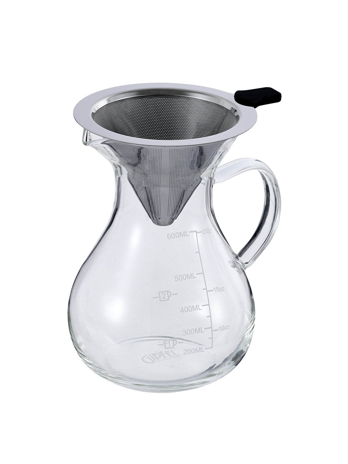 Кофейник Gipfel 7224 POUR OVER боросиликатное стекло, 0,6 л, прозрачный