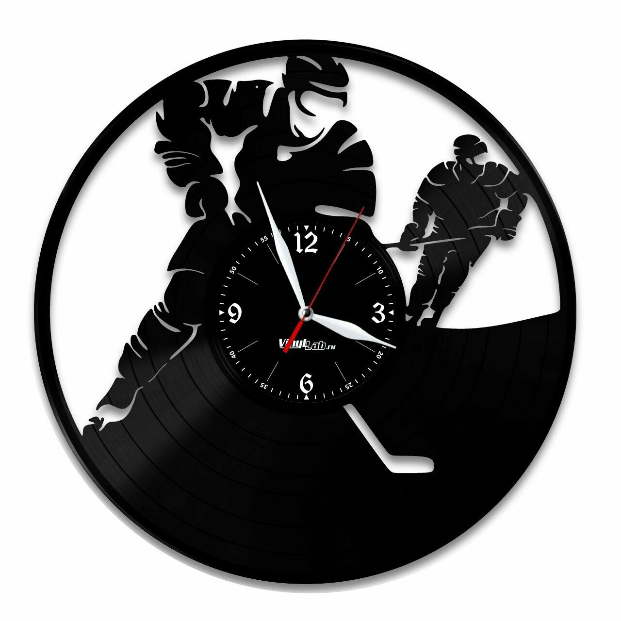 Часы из виниловой пластинки (c) VinylLab Хоккей, диаметр 30 см