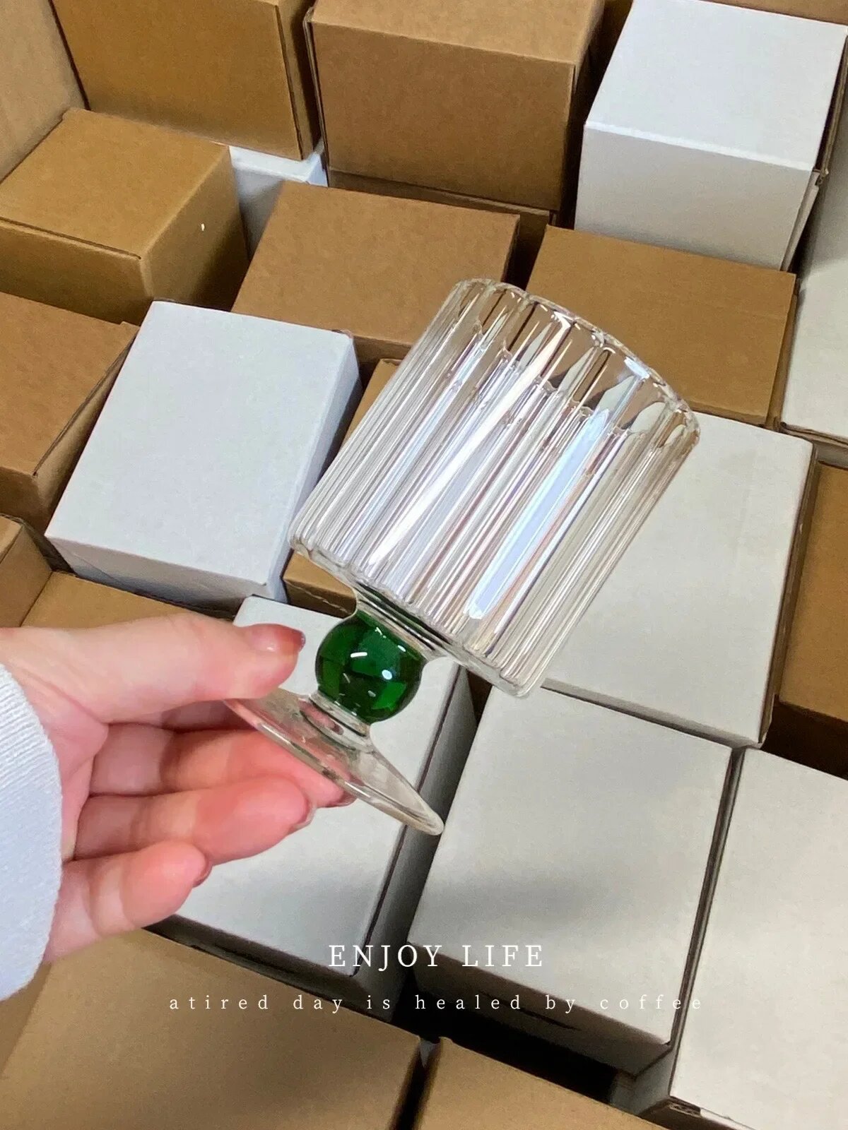 Кофейный стакан JIUAN из стекла 210 мл Изумрудный, green