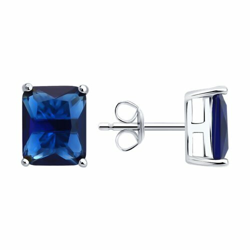 Серьги пусеты, серебро, 925 проба, родирование, фианит