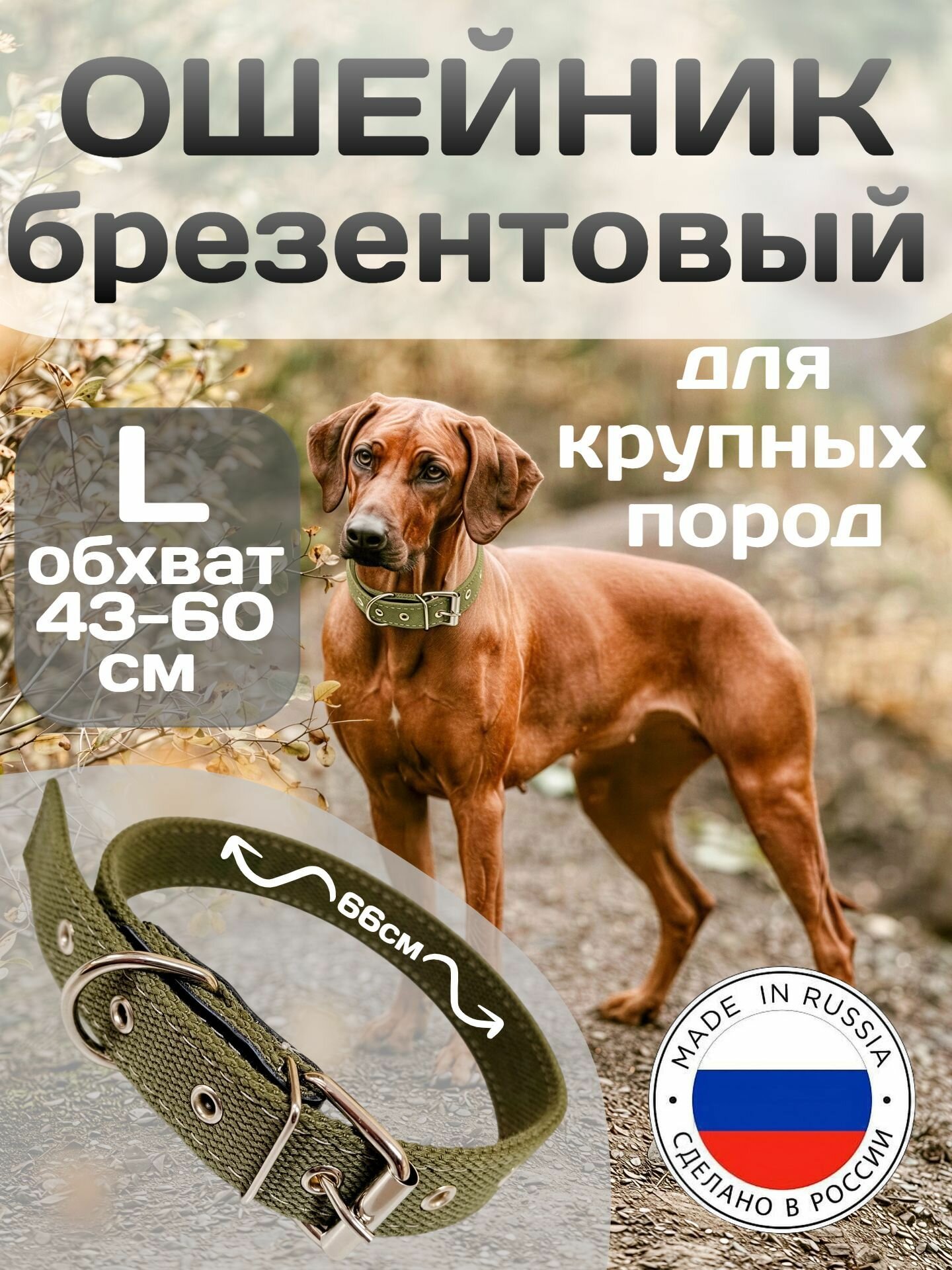 Ошейник для собак крупных пород / двойной брезент
