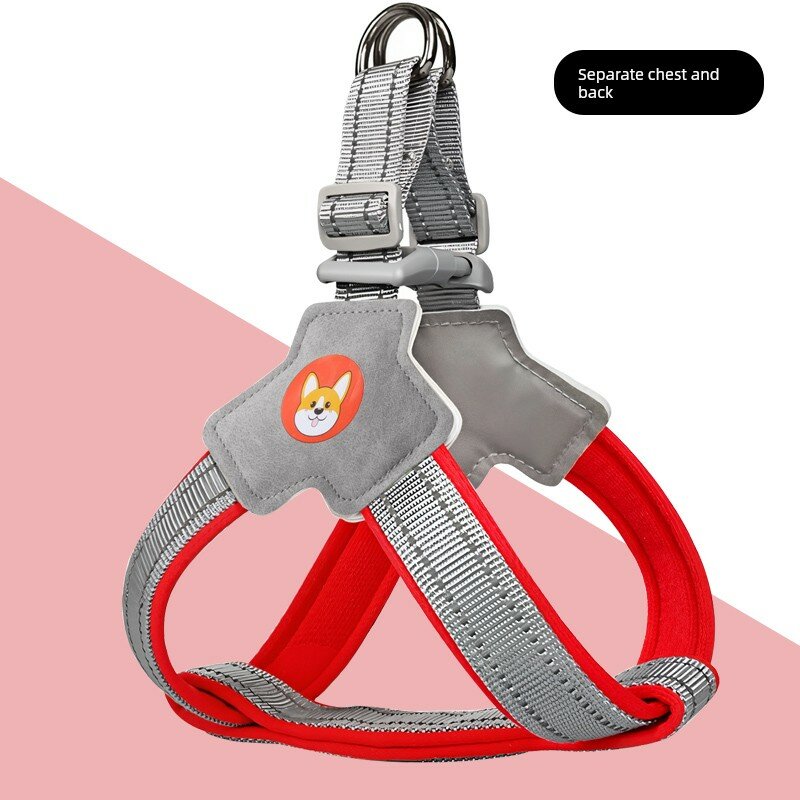 Шлейка-жилет для собак средних и крупных пород, для шиба-ину, корги, с ошейником, для прогулок, с защитой от потери, с