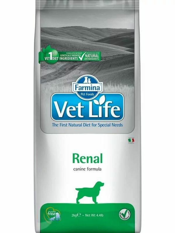 Farmina Vet Life Dog Renal ветеринарный диетический сухой корм для взрослых собак с хронической почечной и сердечной недостаточностью 2 кг