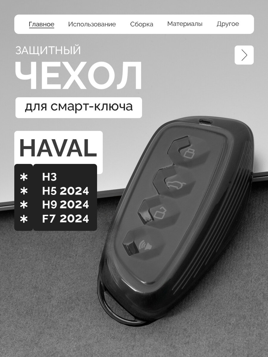 Защитный чехол для ключа HAVAL H3, H5, H7, H9, F7, F7x из TPU (ТПУ)