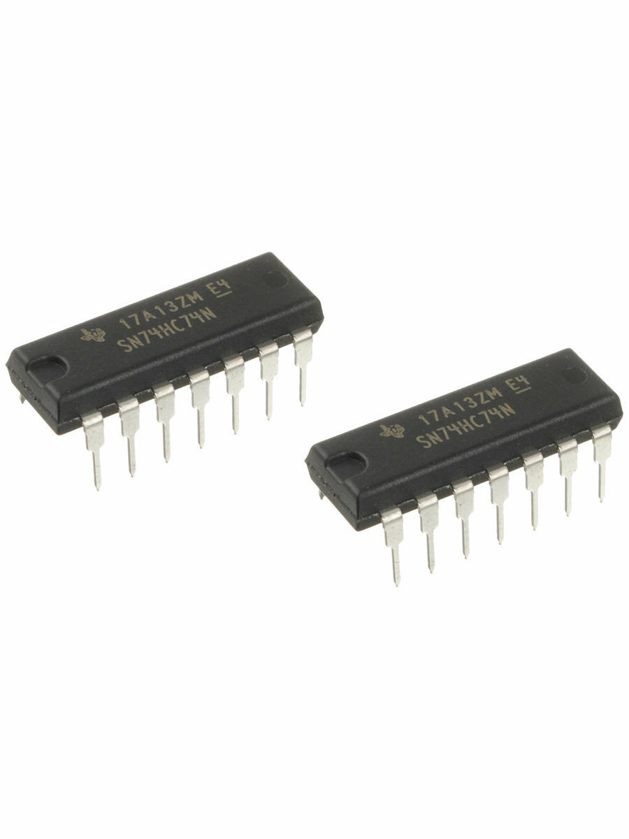 Микросхема 74HC74N (ТМ2) DIP14 Texas (упаковка 2шт)