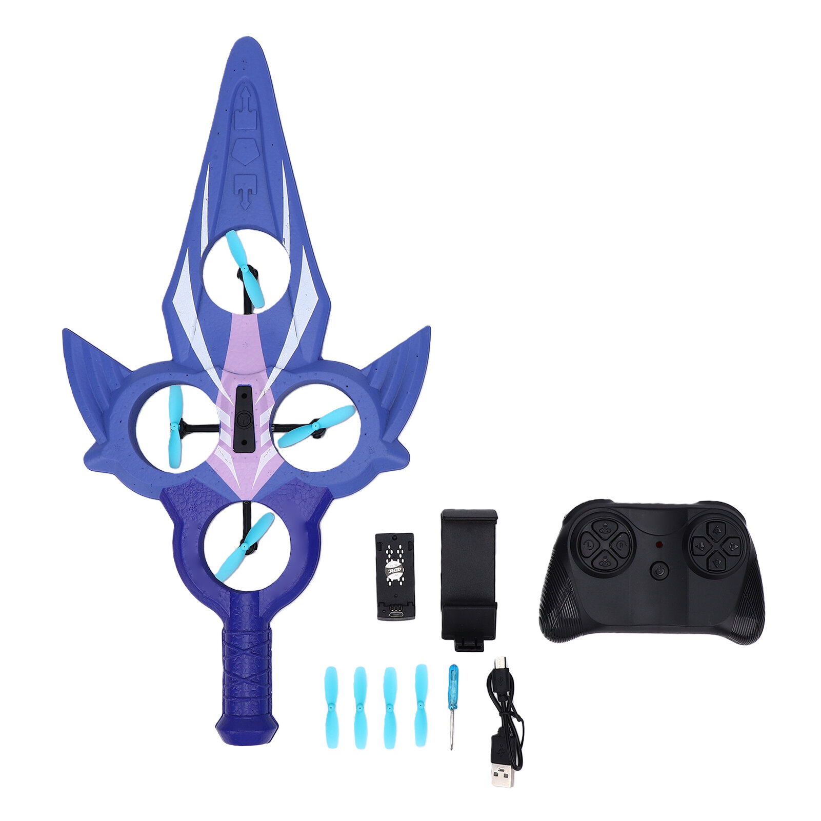 Пенопластовый Радиоуправляемый Самолет 2.4G EPP с Одной Клавишей Взлета Посадки 3 Скоростных Режима Переворачивания Наведения Фото Видео Фиолетовый