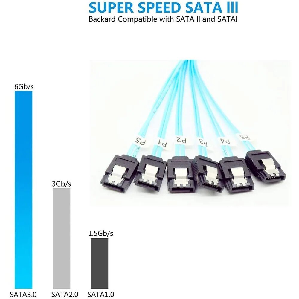Кабель SATA 1м, 4SATA Cable, Deconn — фото 1