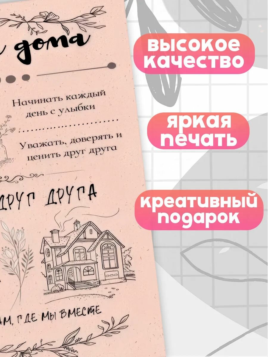 Постер на стену Правила дома , плакат 1шт, А4 размер. — фото 1