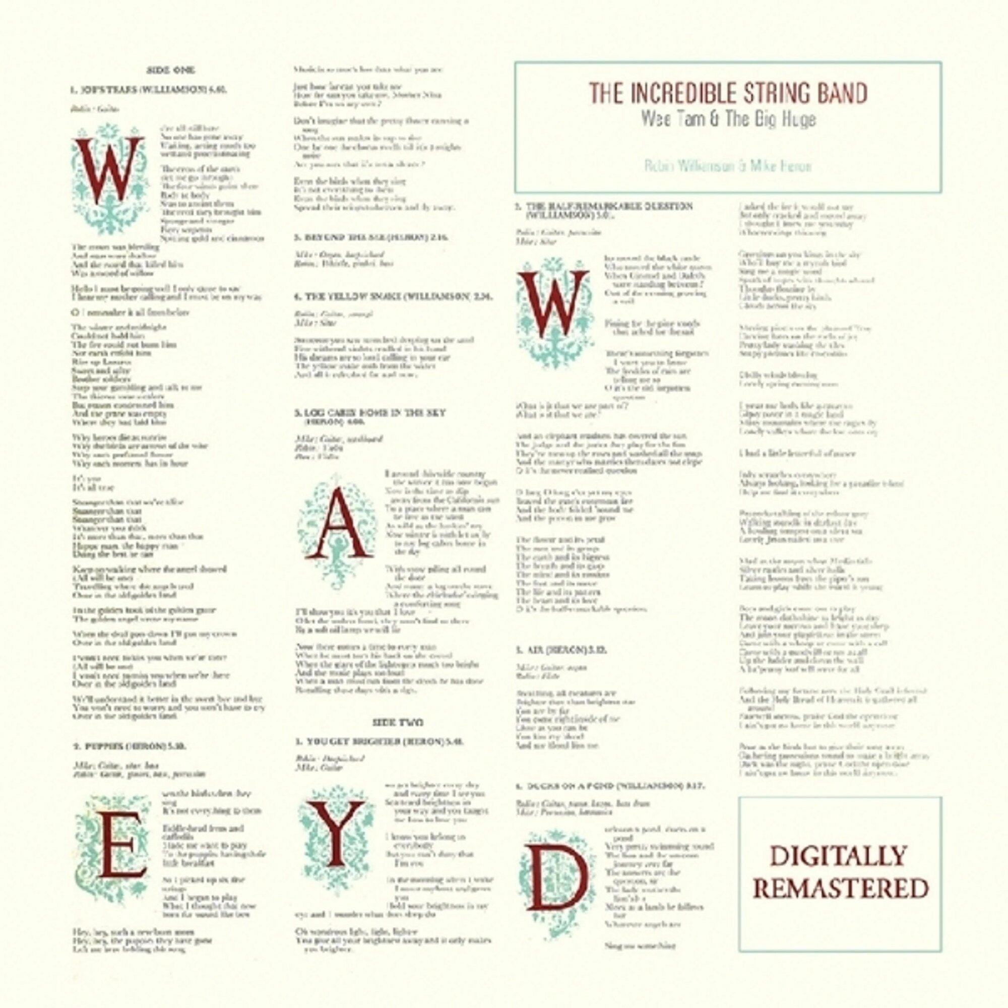 CD диск The Incredible String Band - Wee Tam & The Big Huge (2CD) 2015