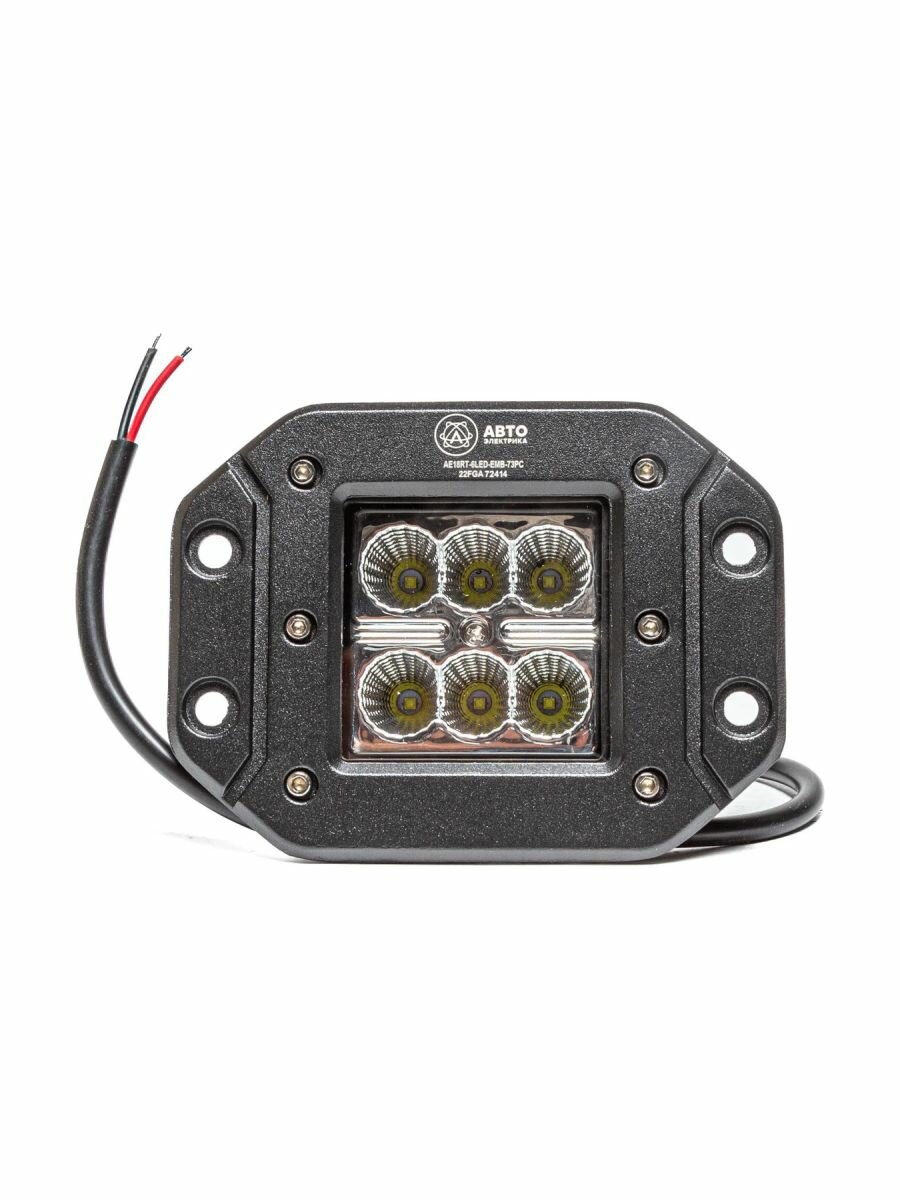 Фара светодиодная (прямоугольная) 18W 122*73*92 6 LED рассеянный свет, встраиваемая 10 30V / Автоэлектрика / AE18RT-6LED-EMB-73PC