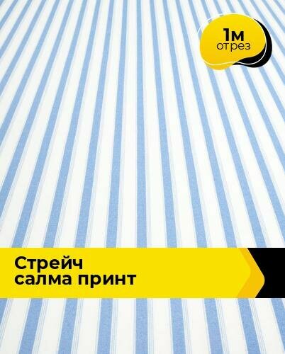Ткань для шитья и рукоделия "Салма" стрейч принт полоска 1 м*150 см, цвет мультиколор