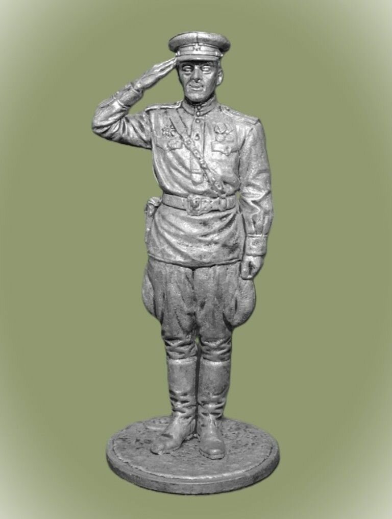 Коллекционная оловянная миниатюра, солдатик в масштабе 54мм( 1/32) Гвардии капитан Красной Армии, 1943-45 гг