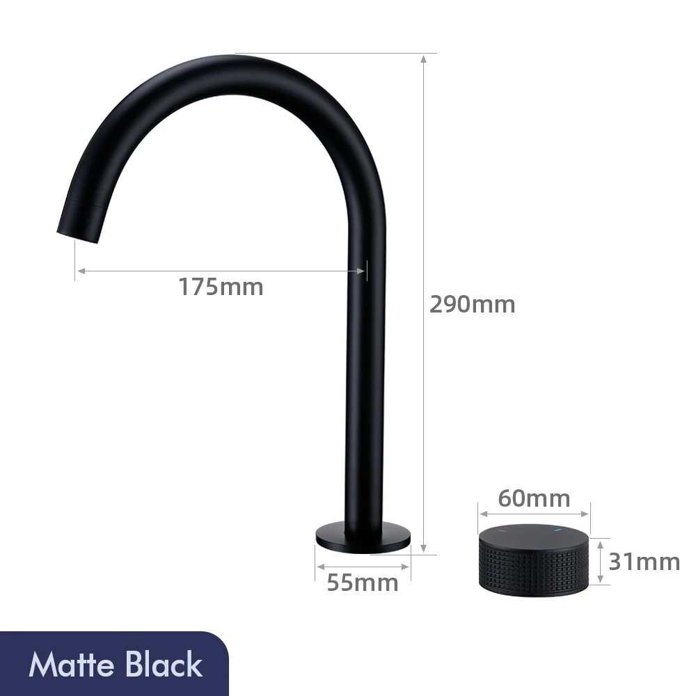 Кран для раковины Gunmetal Basin с резьбовым переключателем, 360 градусов поворотным спаутом, двухдверным настенным монтажом, смесителем для ванной комнаты Widerspread, 2 комплекта