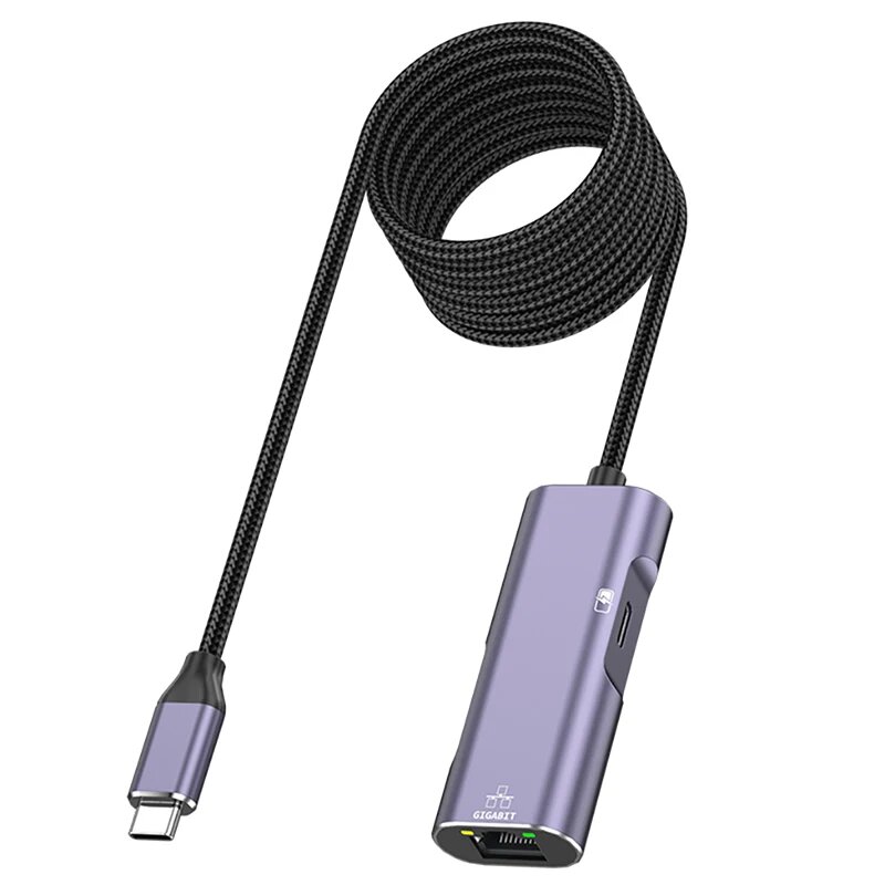 Конвертер сетевого кабеля USB C с портом быстрой зарядки PD100W, 1000 Мбит/с, тип C в Ethernet RJ45, гигабитный адаптер Lan для ПК, ноутбука
