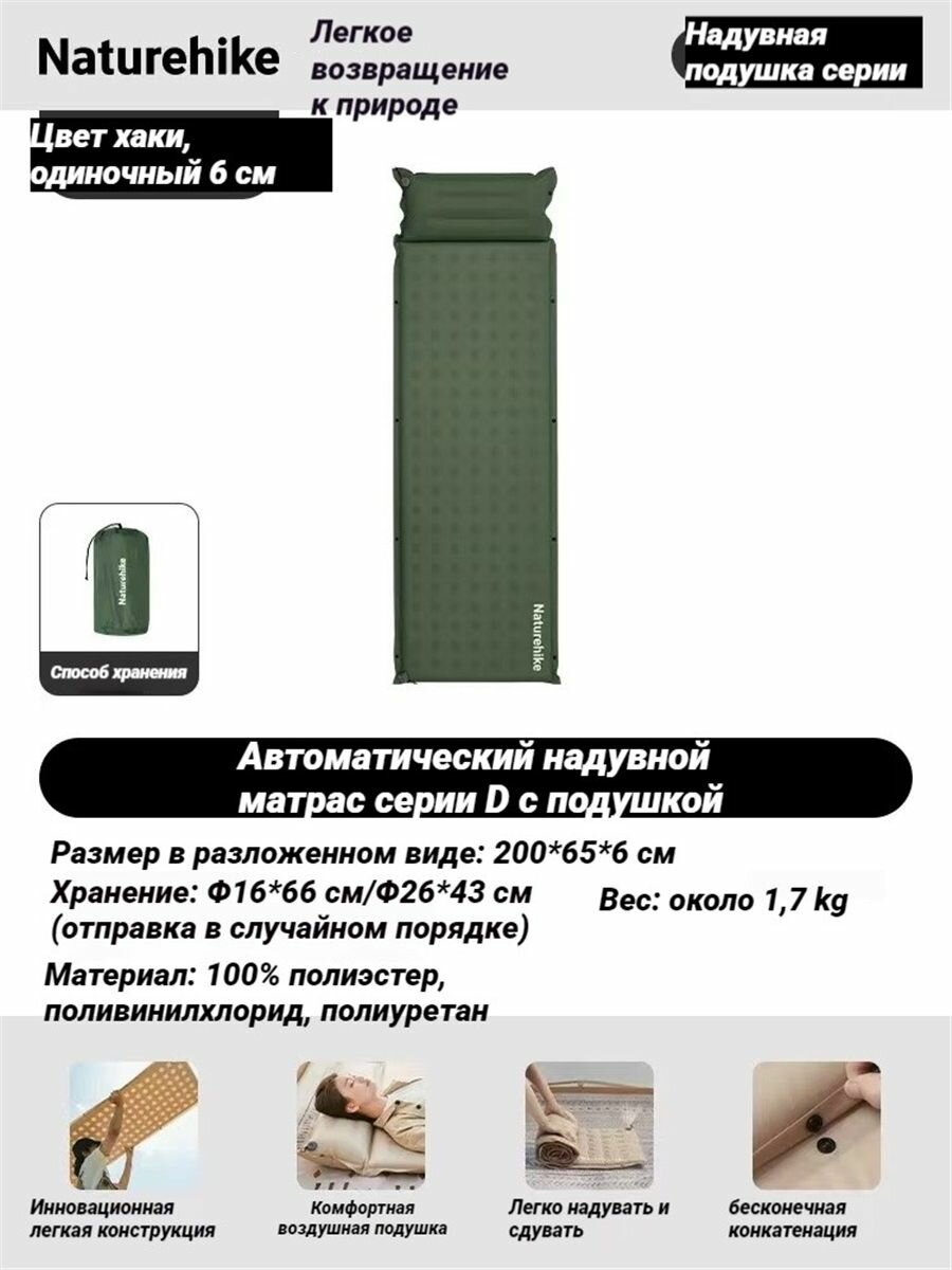 Naturehike Автоматический надувной коврик для кемпинга серии D CNK2550WS025