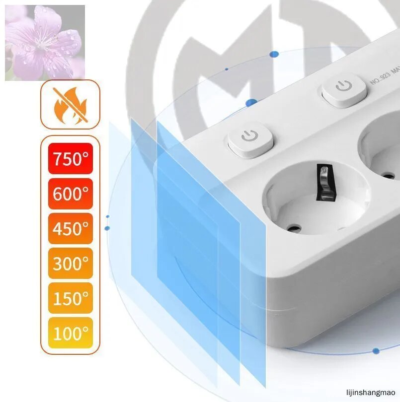 Сетевой фильтр, , 4 розеток 3 USB 1 Type-C, удлинитель 2 метра, c заземлением и предохранителем