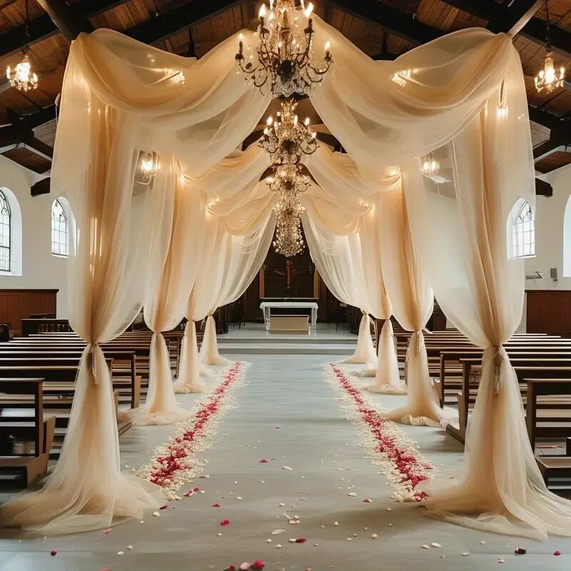 Тюль Yan Ting пастельный 160х135 см 160x1000cm, Бежевый, champagne