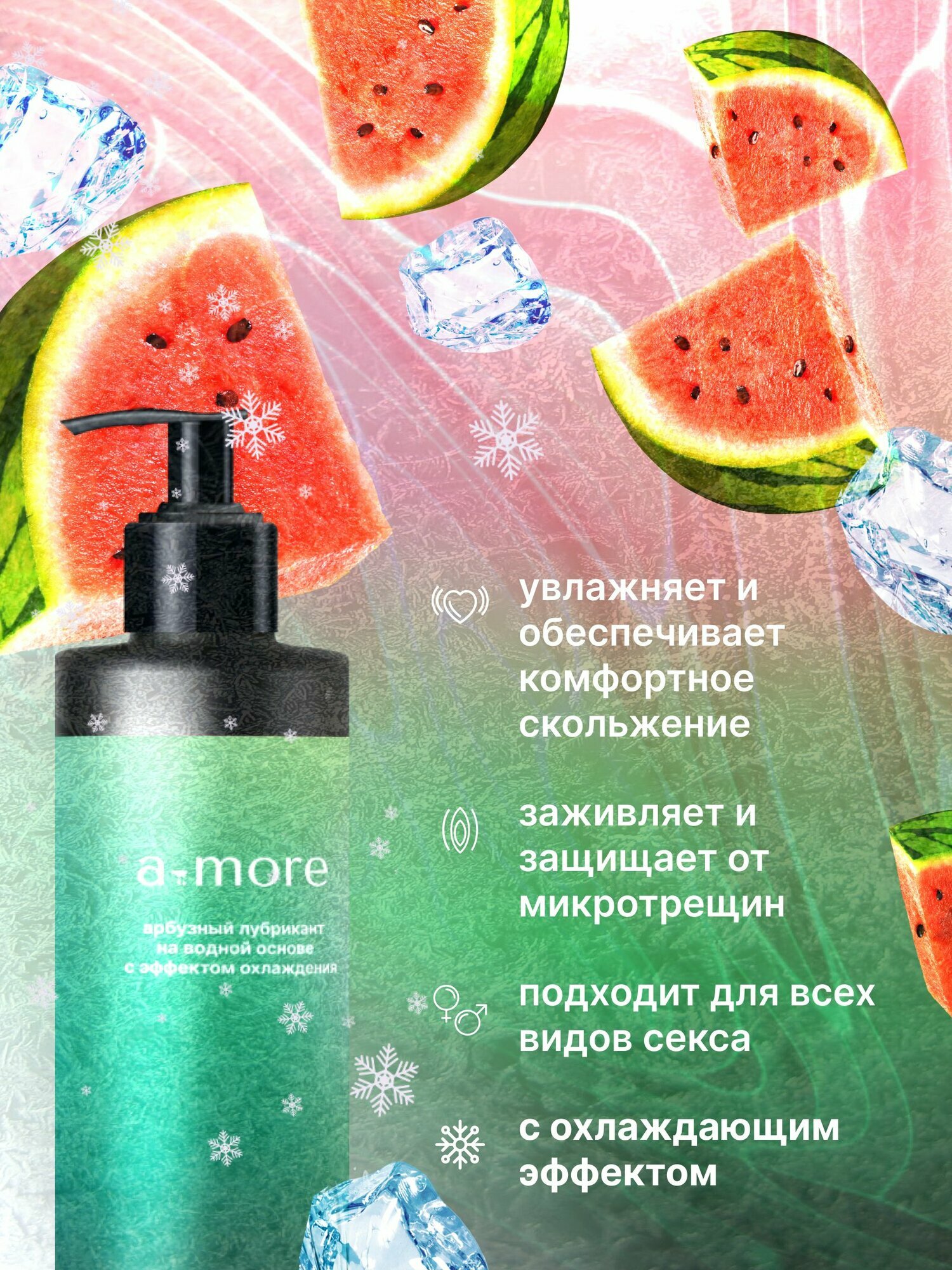 Смазка интимная на водной основе 230 мл, лубрикант съедобный арбуз, гель смазка для секса, анальная, вагинальная, оральная, для игрушек
