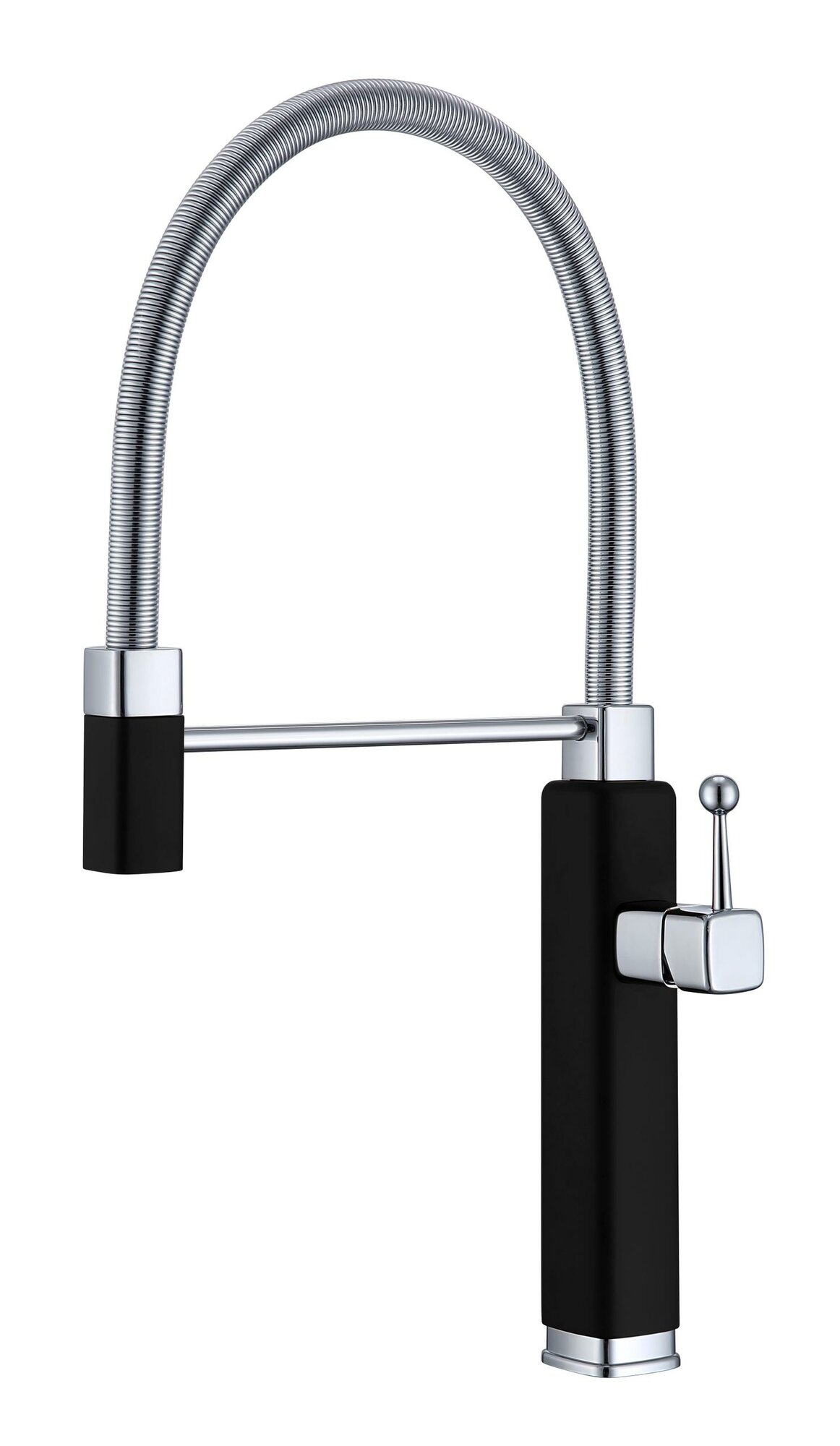 Смеситель для кухни Vincea VKF-101MB черный, с гибким изливом, рычажный, латунь