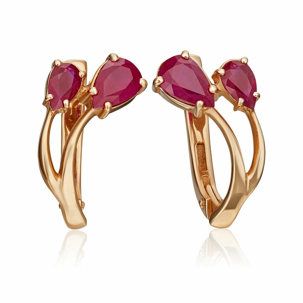 Серьги, красное золото, 585 проба, рубин
