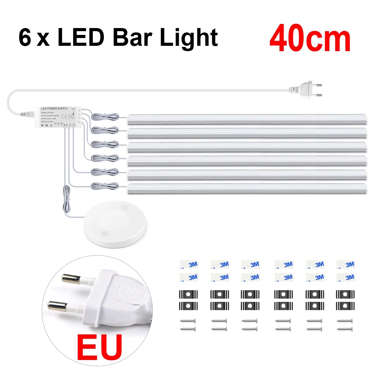 6 x LED Бар 40см, Белый, EU Вилка