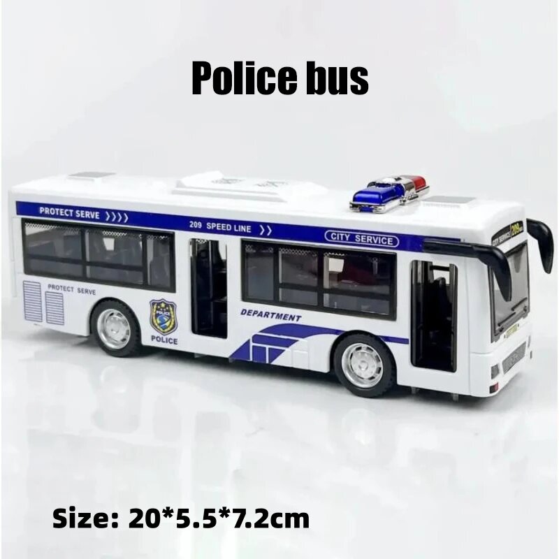 Инерционная полицейская машина из пластика для детей Темно-синий, Police Bus C opp bag
