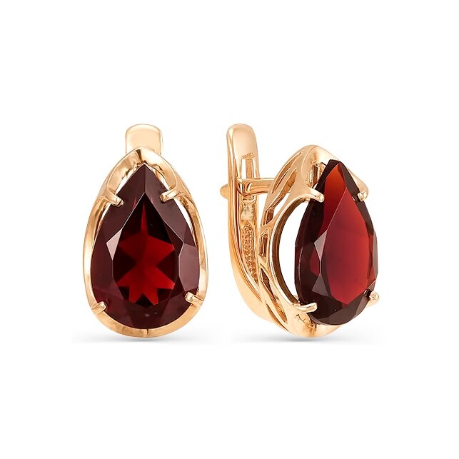 Серьги золото, 585 проба, гранат