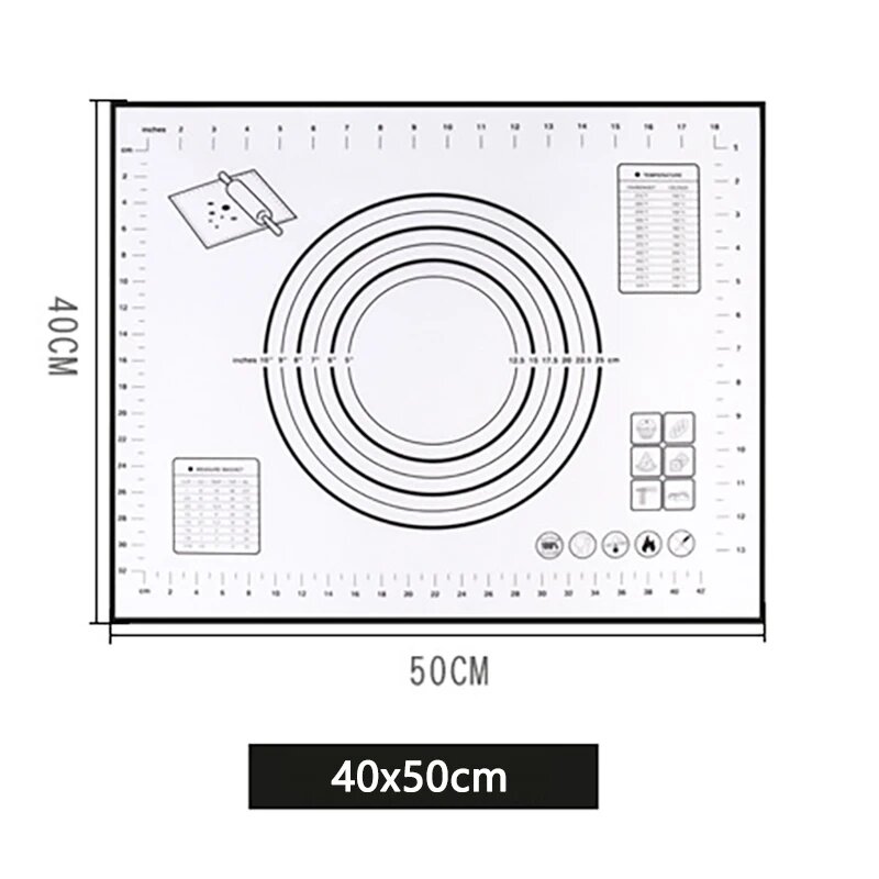 Силиконовый коврик для выпечки 40x50cm, белый/black