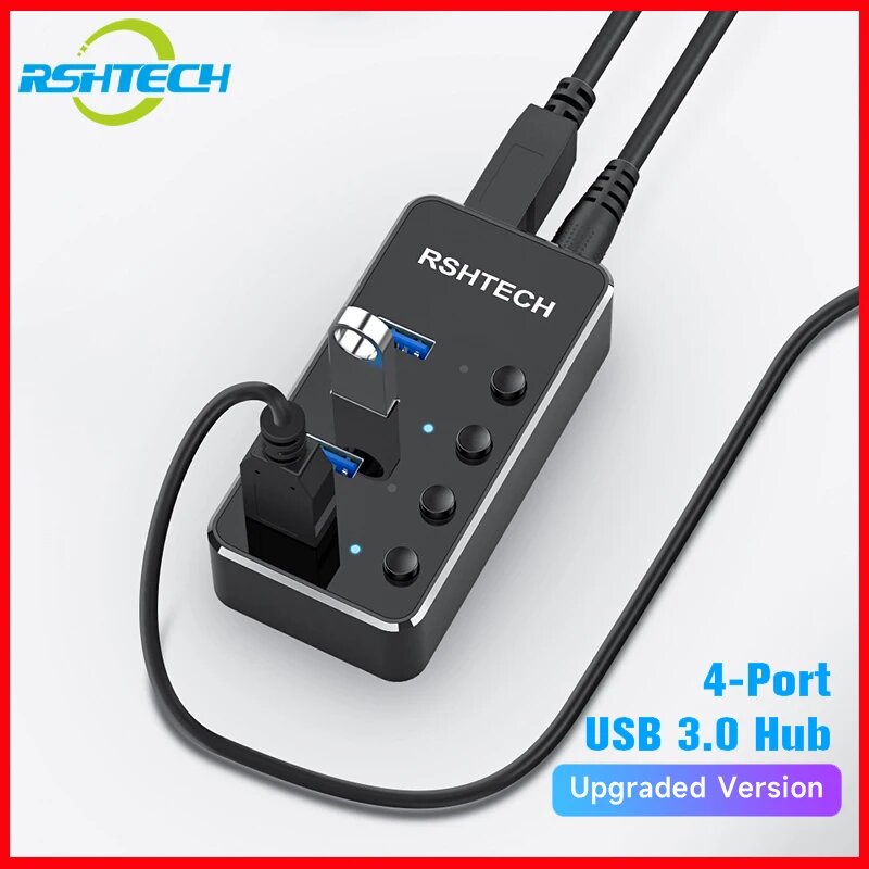RSHTECH USB 3.0 Хаб с EU адаптером, 4 порта