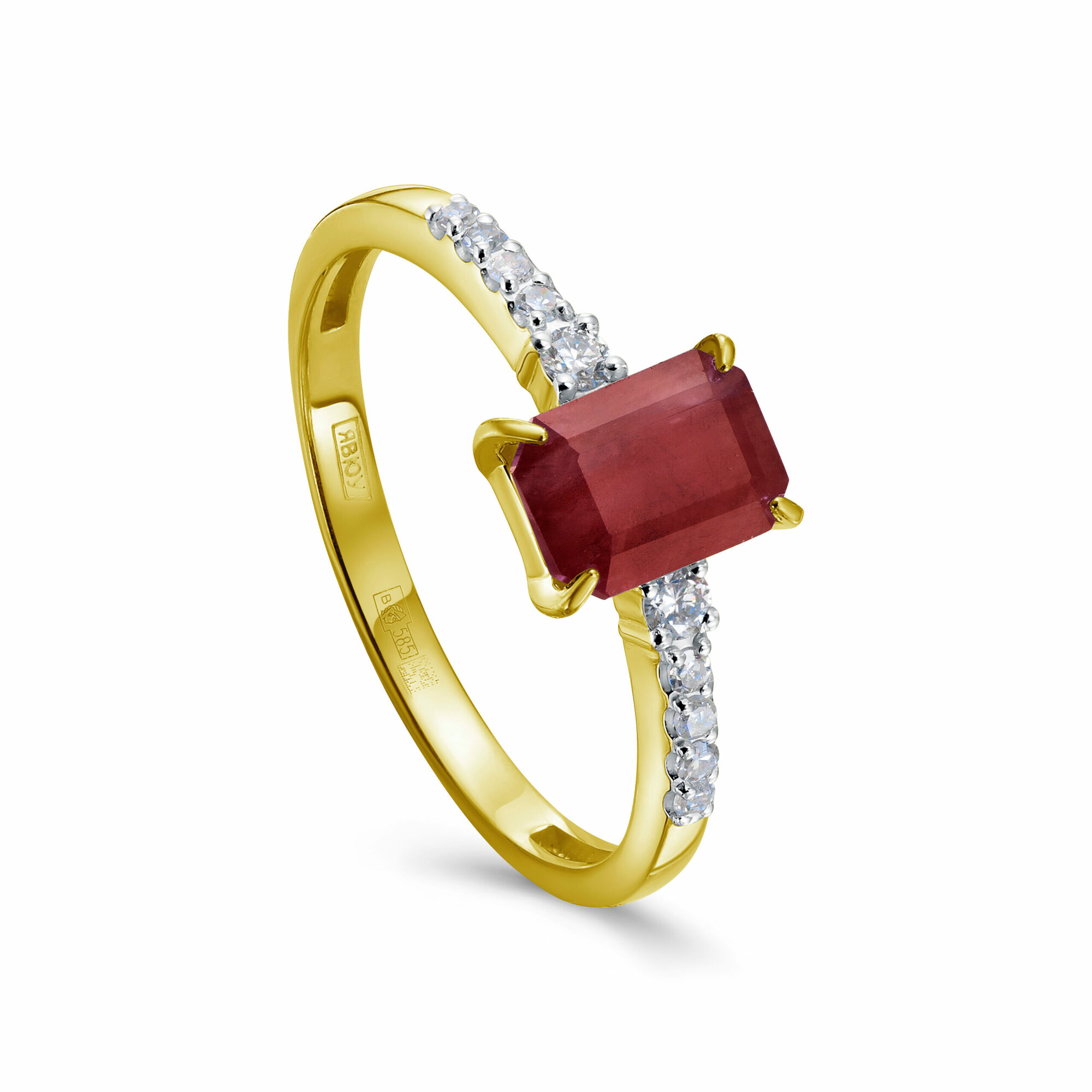Серьги, желтое золото, 585 проба, бриллиант