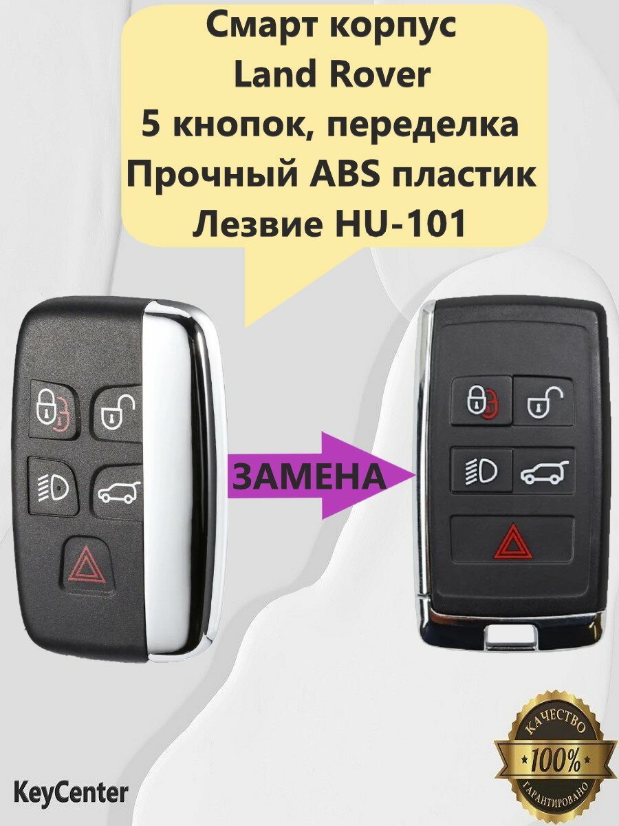 Смарт корпус на Land Rover (5 кнопок, Переделка Range Rover, Evoque Sport, Velar, Discovery) с лезвием HU-101!