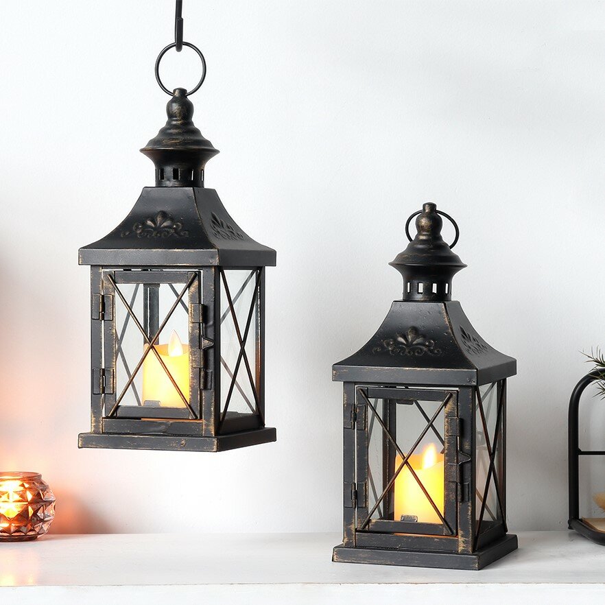 JHY DESIGN Винтажный фонарь для свечи, металлический декоративный подсвечник в стиле ретро для дома, террасы и сада
