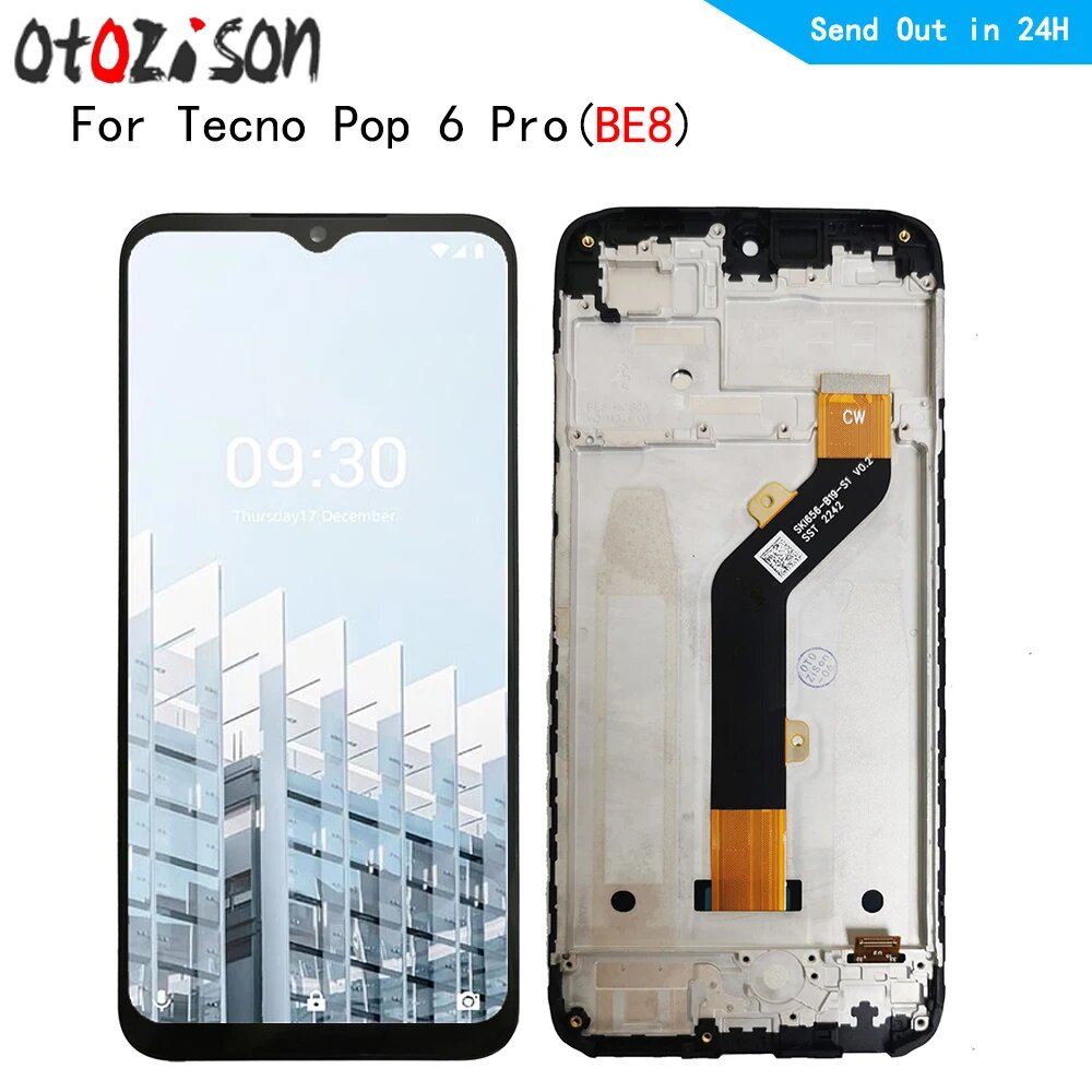 Дисплей в сборе Tecno Pop 6 Pro (BE8) с черной рамкой