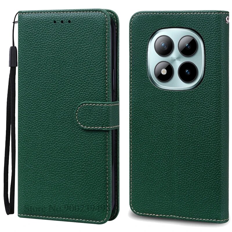 Чехол M8/M8 Pro 5G для Poco M8, кожаный чехол-кошелек с откидной Зеленый, Dark Green, For Poco M8 5G