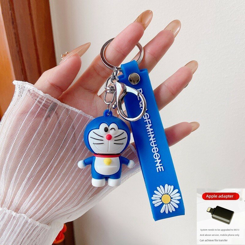 128GB синяя кошечка дизайн USB флешка с ключом и адаптером для Apple для ПК и мобильных устройств