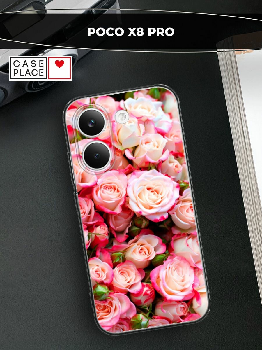 Силиконовый чехол на Poco X8 Pro / Поко X8 Про с принтом Много роз