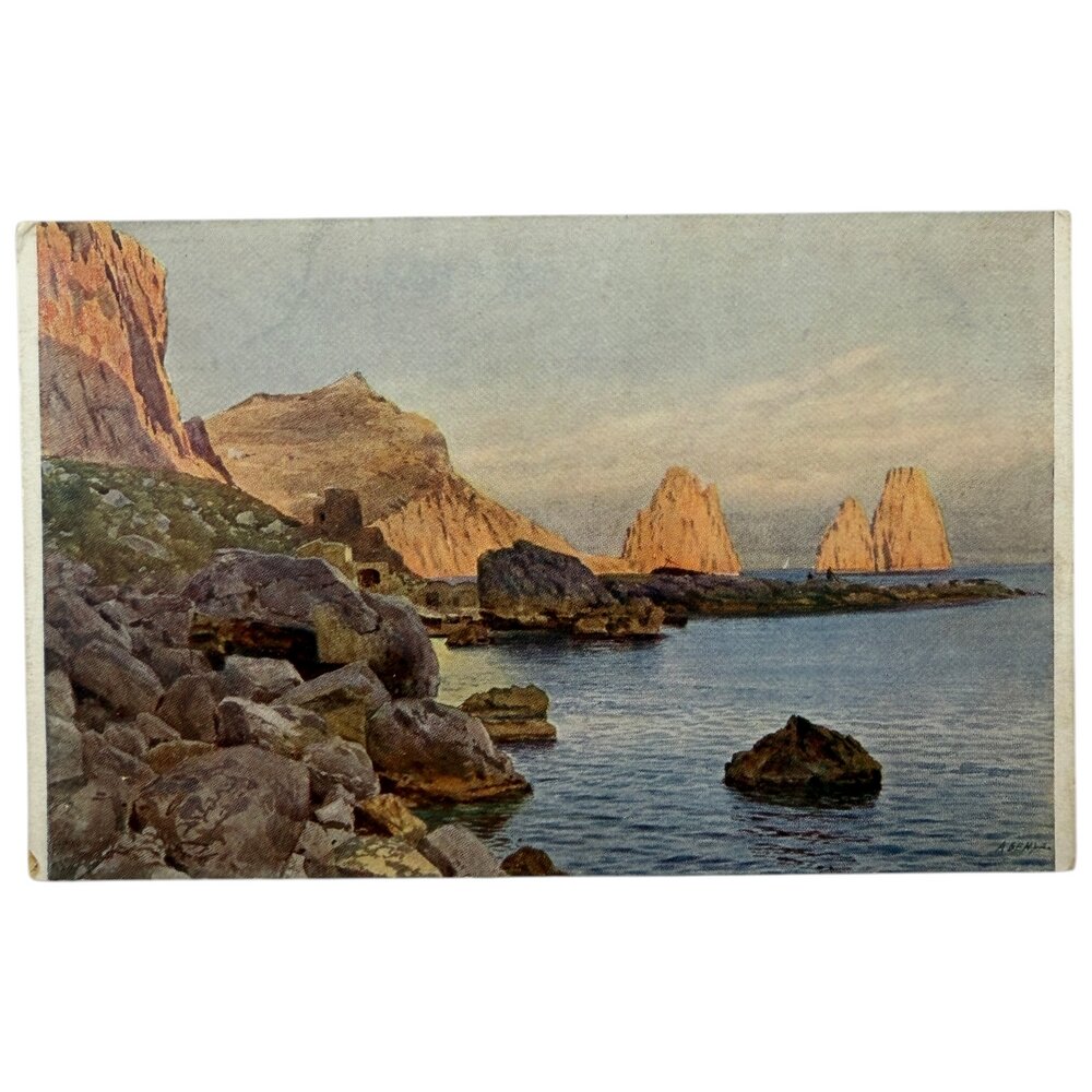 Почтовая открытка "Альберт Н. Бенуа - Скалы на Капри" 1900-1914 гг. Российская Империя